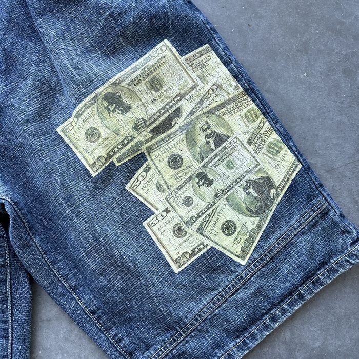 Vintage Crazy Vintage Y2K Baggy Jorts Tupac Dollar Bill Skater Cyber ...