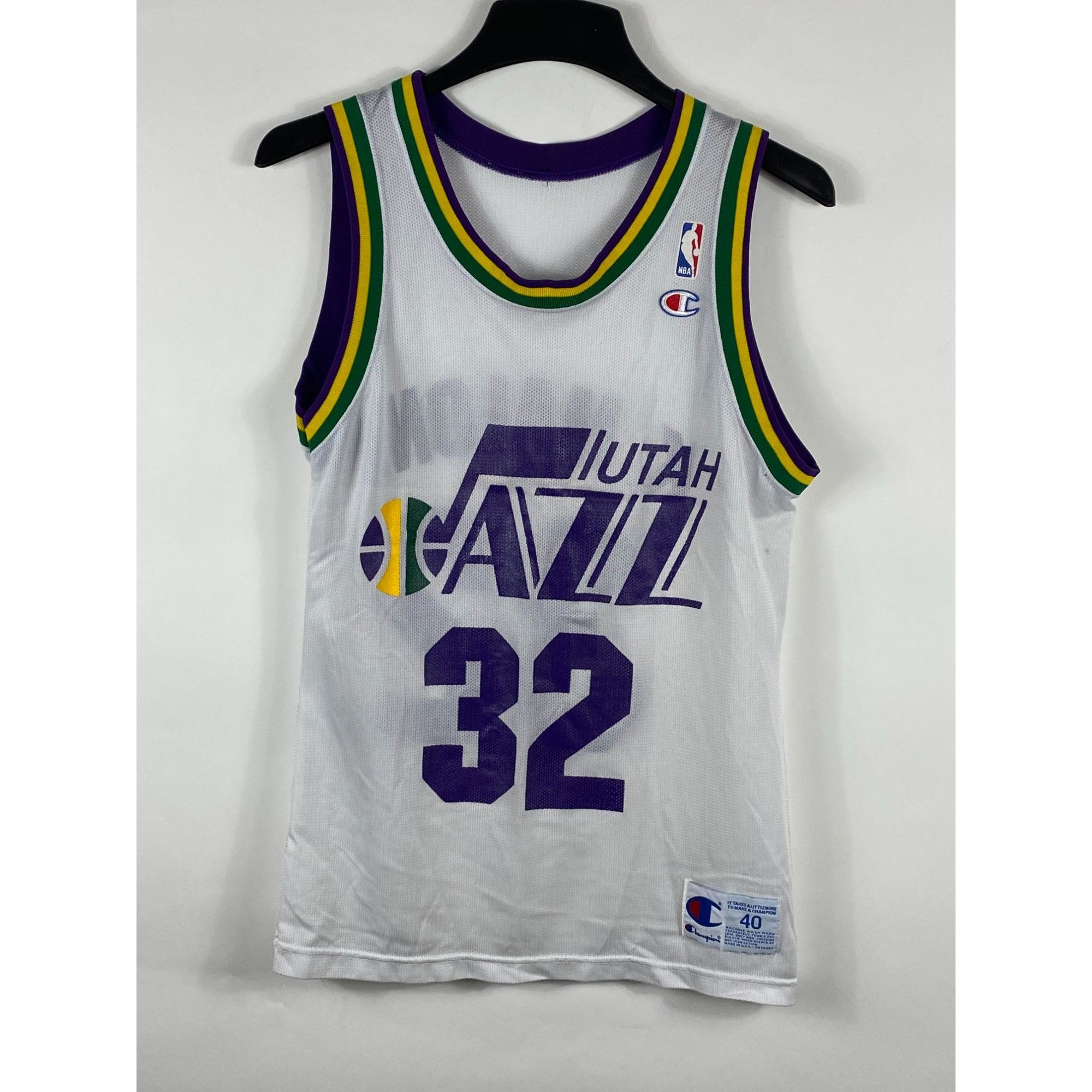 Champion Vintage Champion NBA Utah Jazz Karl Malone #32 Jersey White ...