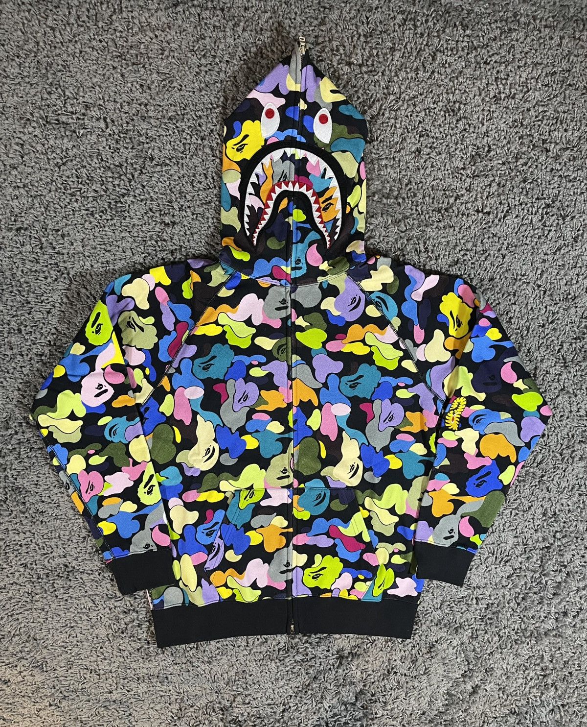 Bape BAPE Multi Candy Camo Shark Full Zip Up PONR Hoodie | Grailed