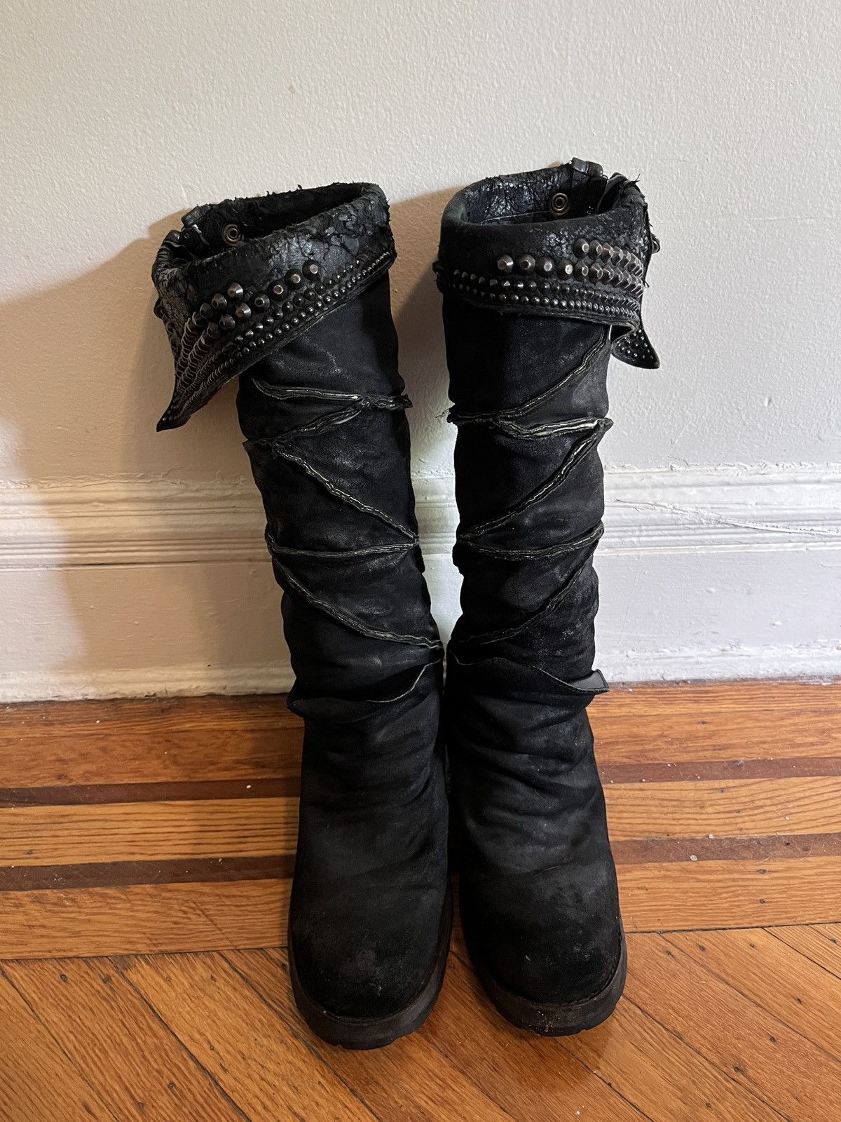 KMRii Kmrii leather crush long boots | Grailed