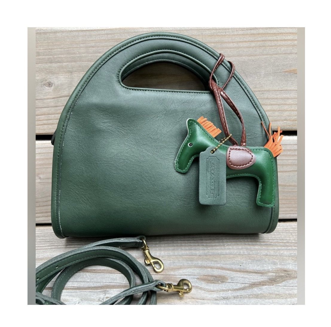 Vintage Bottle Green Vintage Coach Carousel top handle purse 9942 | Grailed