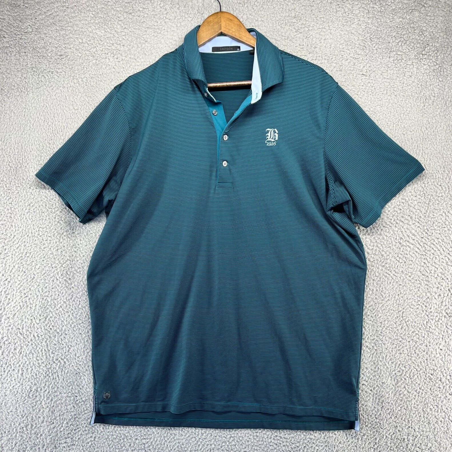 Vintage Greyson Polo Shirt Men's Extra Large Blue Black Striped Golf ...