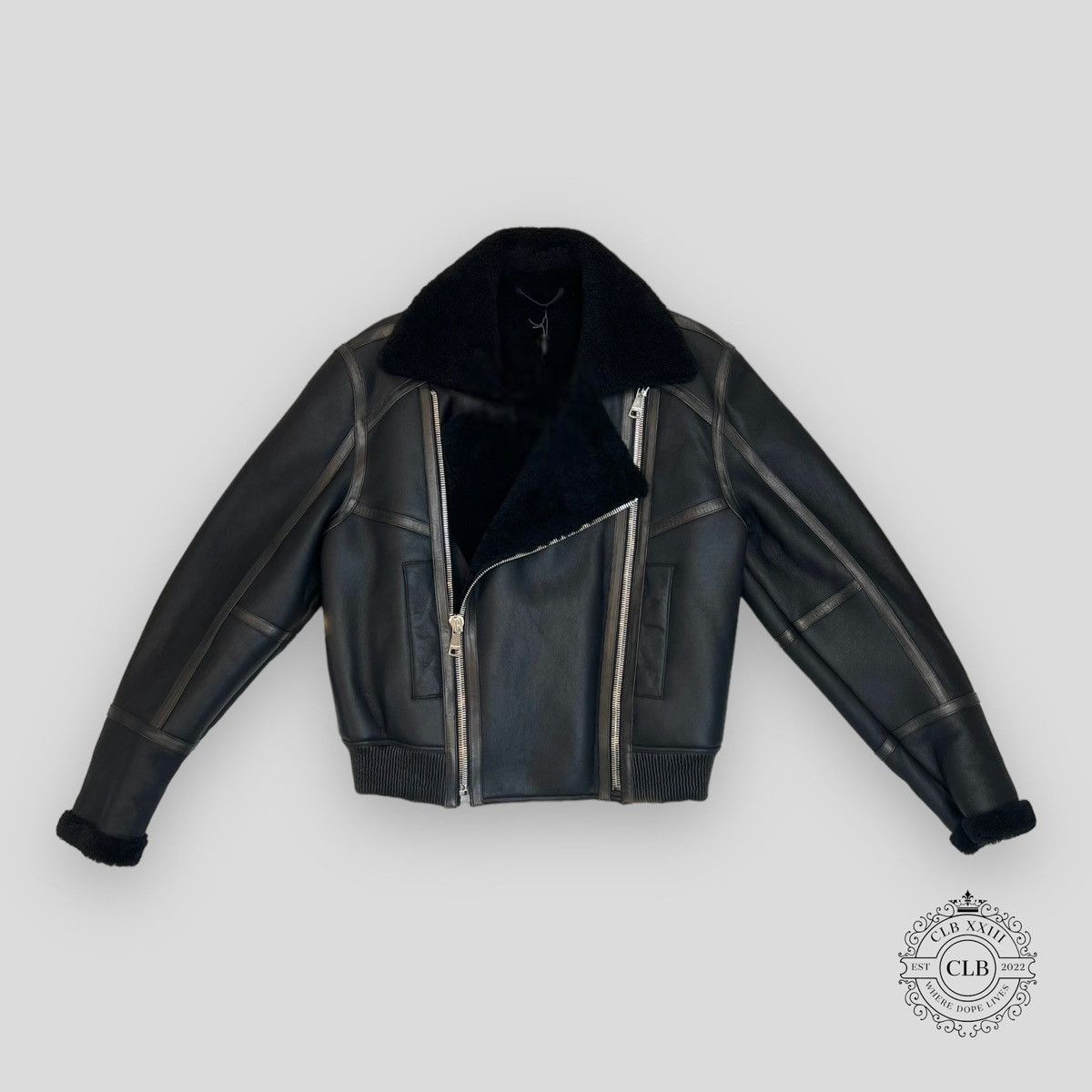 Balmain BALMAIN SHEARLING-LINED LEATHER JACKET - BLACK | Grailed