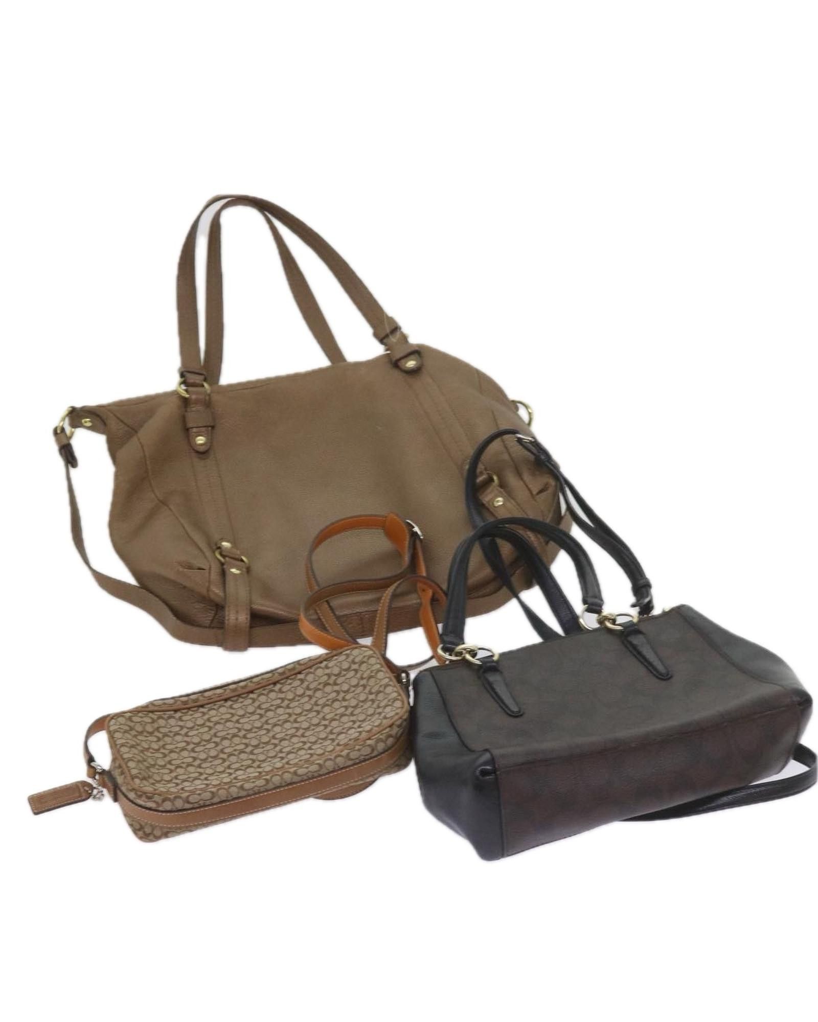 Coach Brown Leather Signature Shoulder Bag Set | Grailed