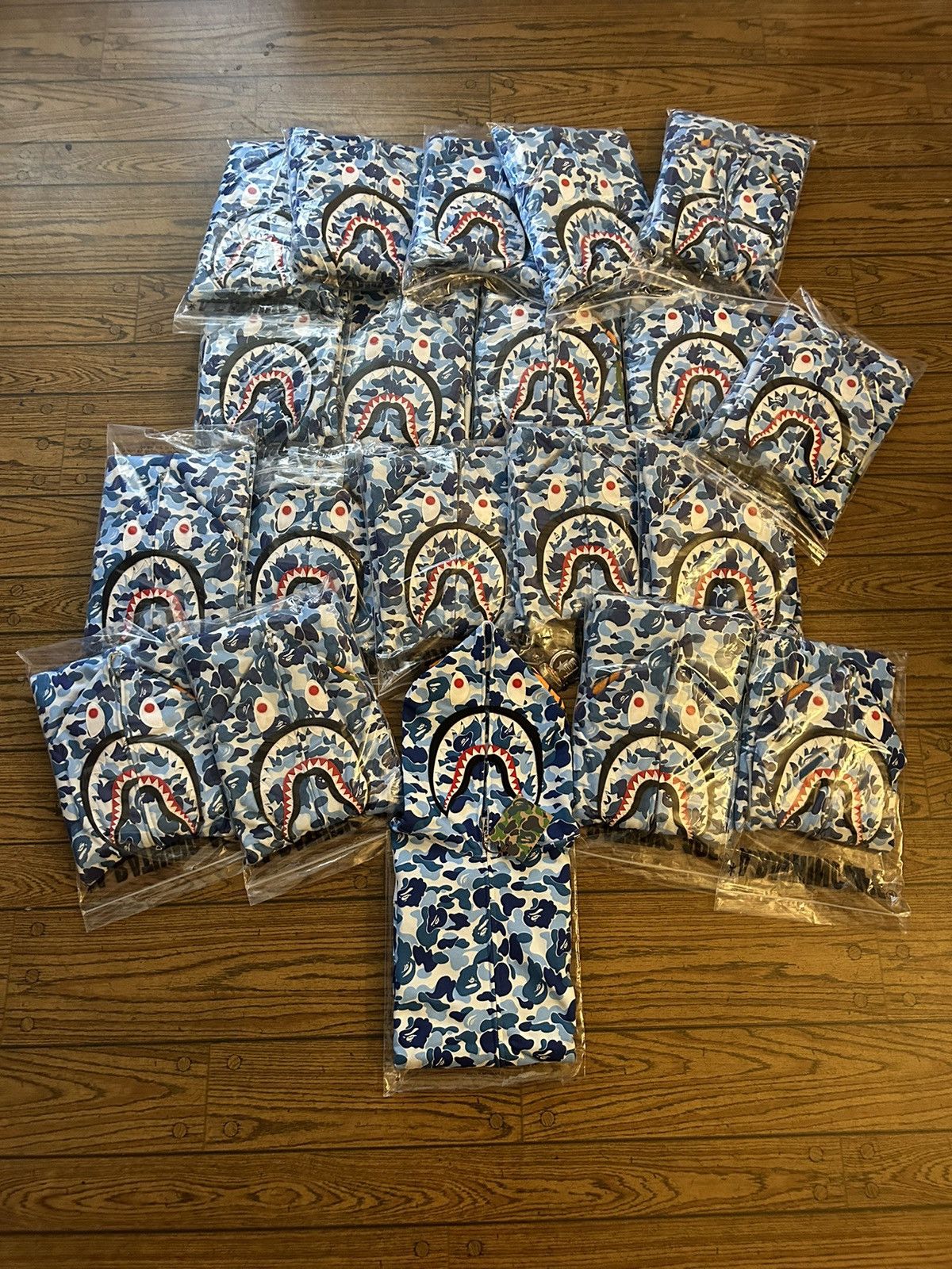 Bape Bape Blue ABC Camo Shark Full Zip Hoodie NEW SS24 | Grailed