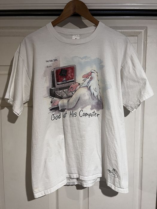 Vintage Vintage 1991 The Far Side God at his computer Tee | Grailed