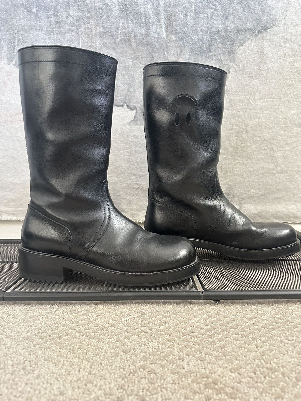Raf Simons Raf Simons tall smiley engineer boots 44 creeper accordion ...