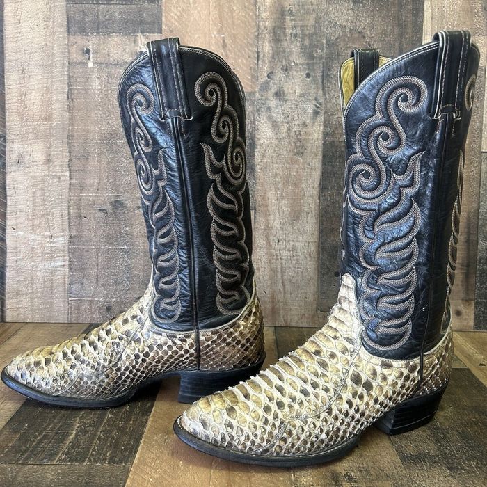 Tony Lama Tony Lama Vintage Gold Label Snakeskin Cowboy Boots Mens 9 D ...