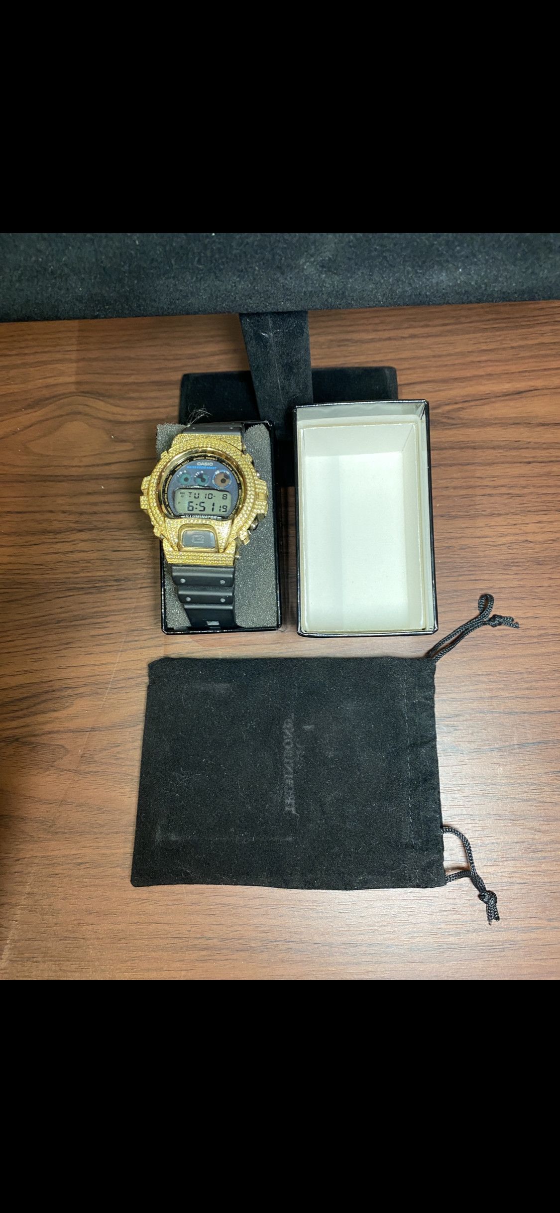 G Shock Gold Casio G-Shock DW-6900 Simulated Diamonds Iced Out | Grailed