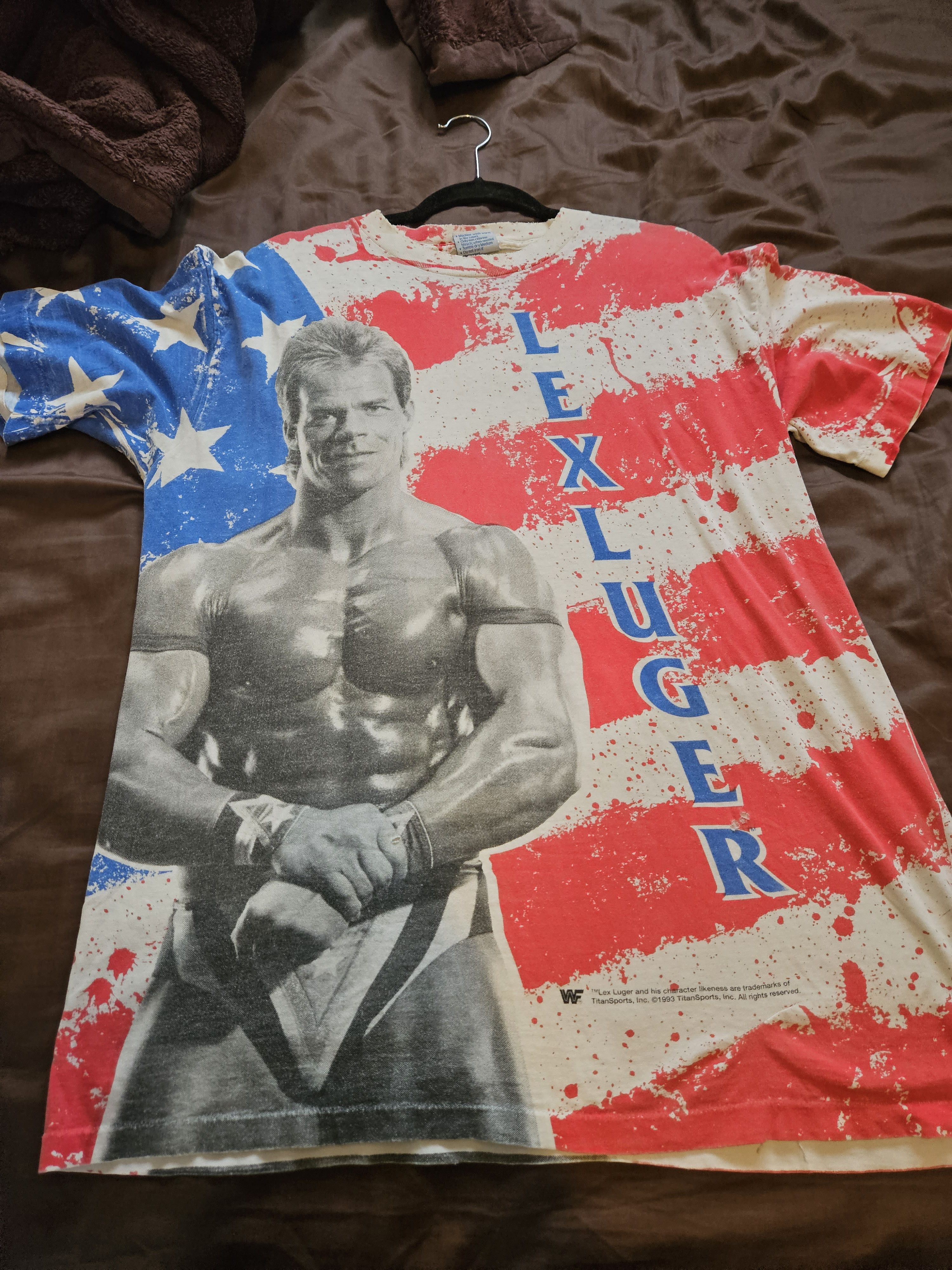 Streetwear × Vintage × Wwf Vintage WWF 1993 Lex Luger T-shirt ...