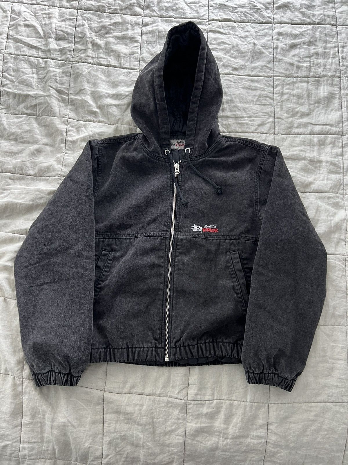 Vintage Stussy Work Jacket Insulated Canvas in “Black” | Grailed