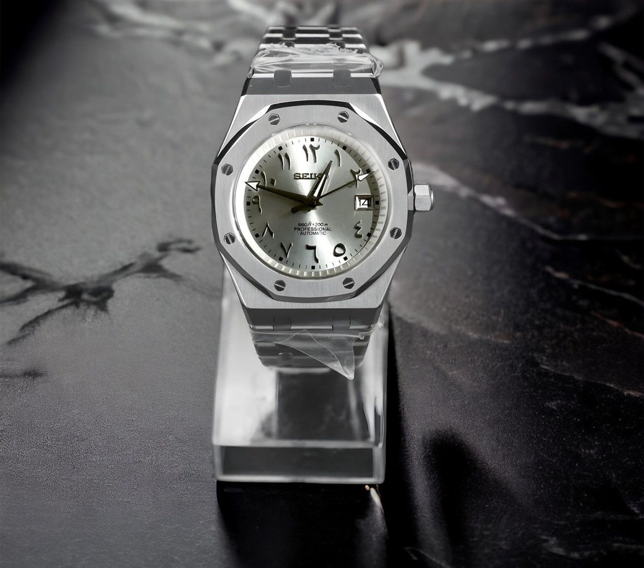 Seiko Seiko Royal Oak White Arabic Steel Automatic AP Style Watch | Grailed