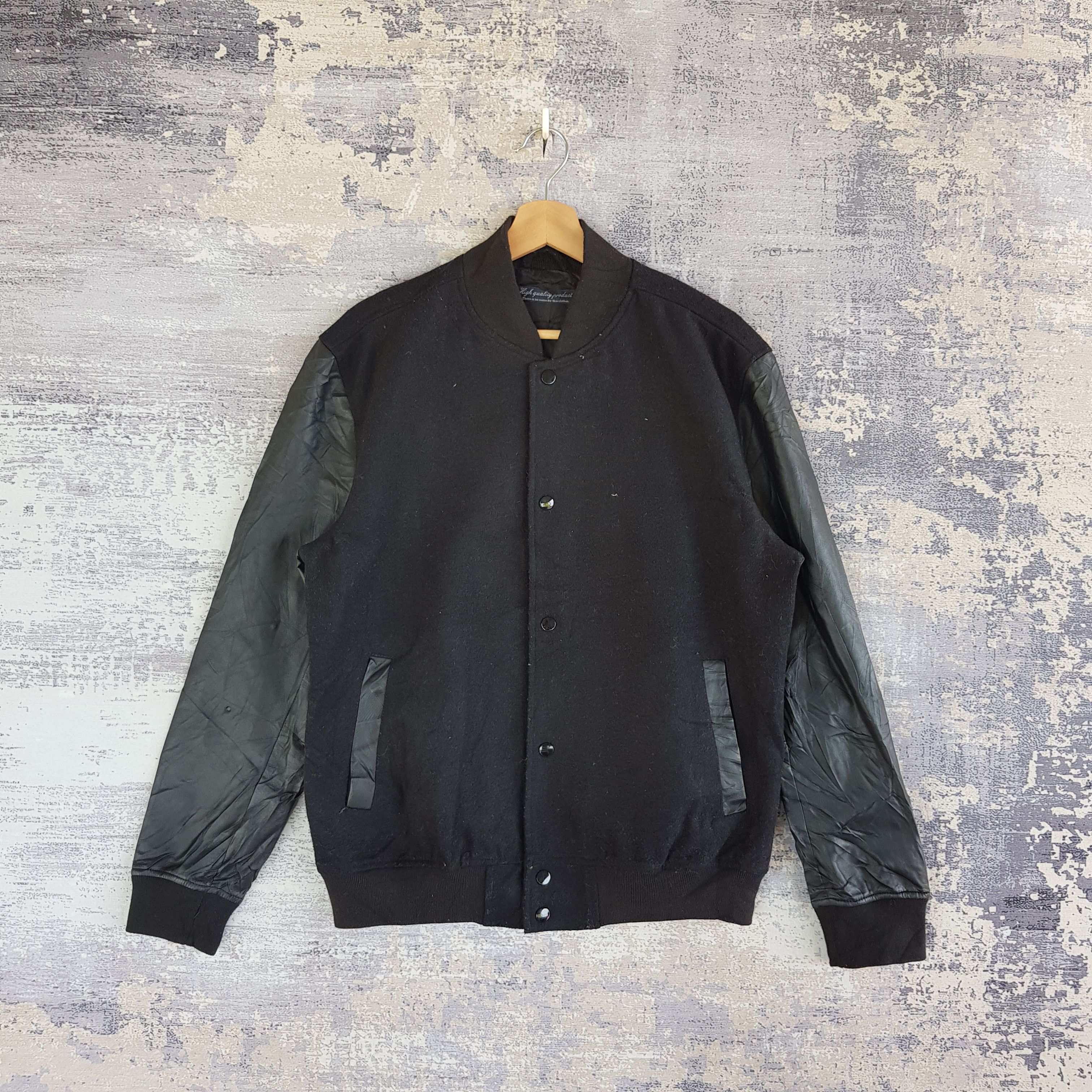 Vintage Vintage Japanese Varsity Jacket Leather Jacket Wool Jacket ...