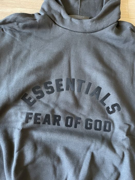 Fear of God Fear of God Essentials Jet Black Hoodie | Grailed