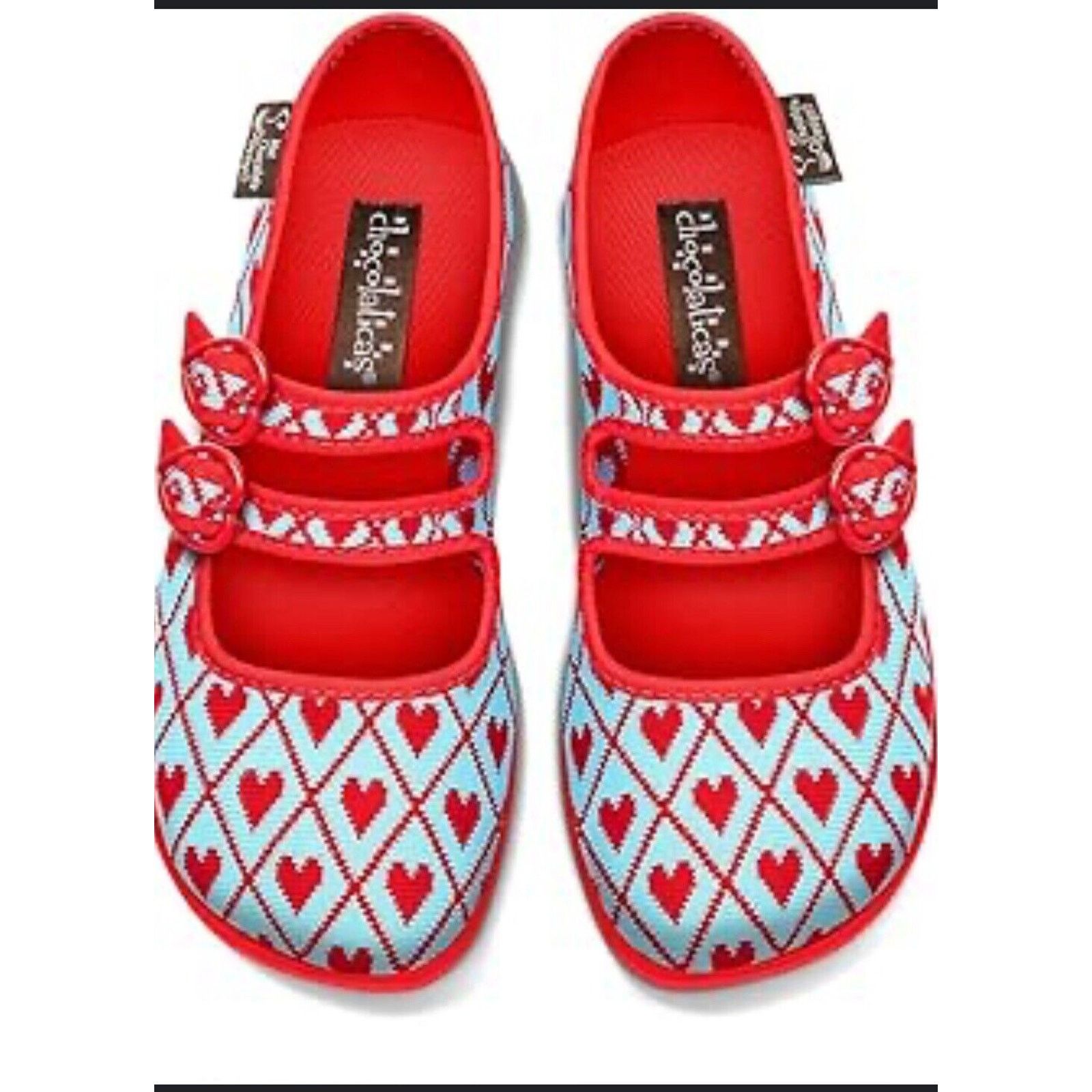 Designer Hot Chocolate Chocolaticas Funky Canvas Heart Mary Jane Flat ...