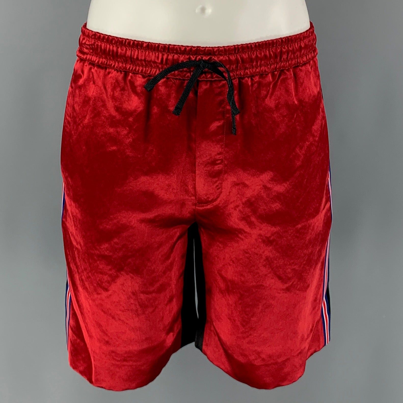 Gucci Red Black Color Block Acetate Drawstring Shorts | Grailed
