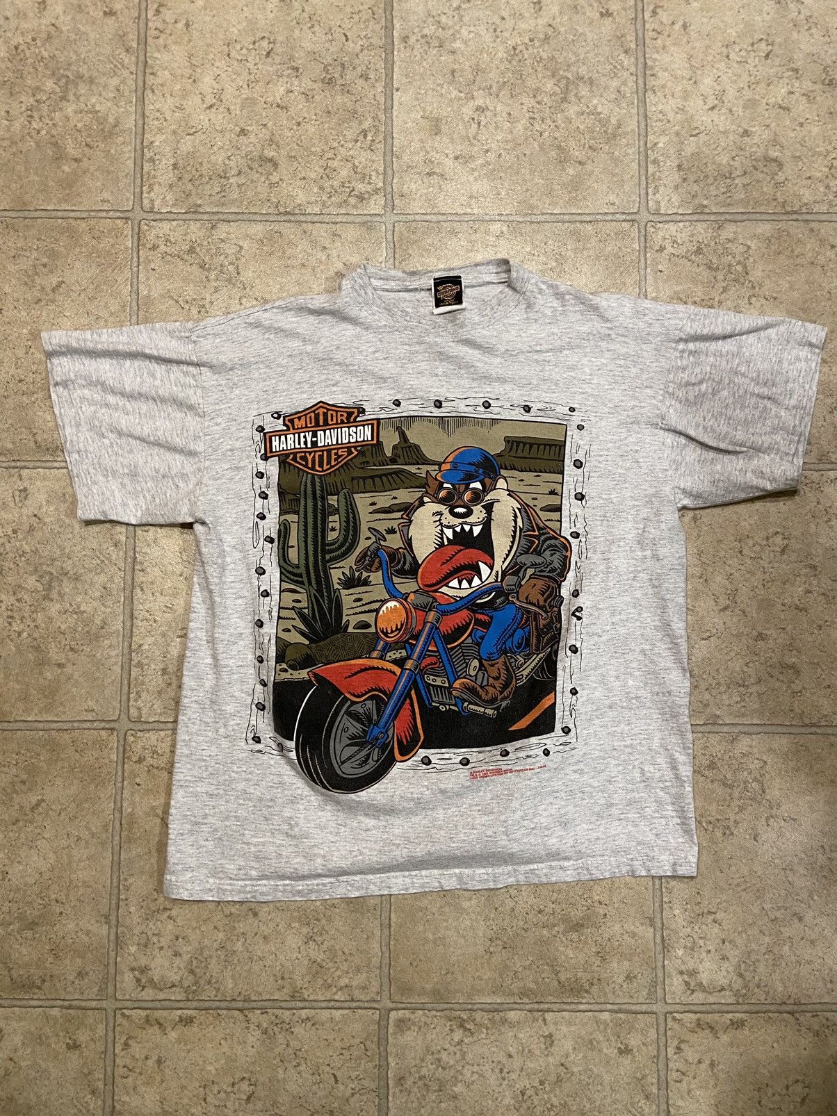 Harley Davidson × Vintage Vintage 1995 Taz Harley Davidson Biker Looney ...