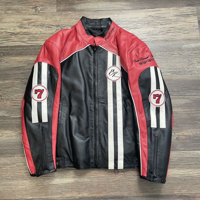 Vintage Men’s Leather Racing Motorcycle Jacket, Large/XL, Great Con ...
