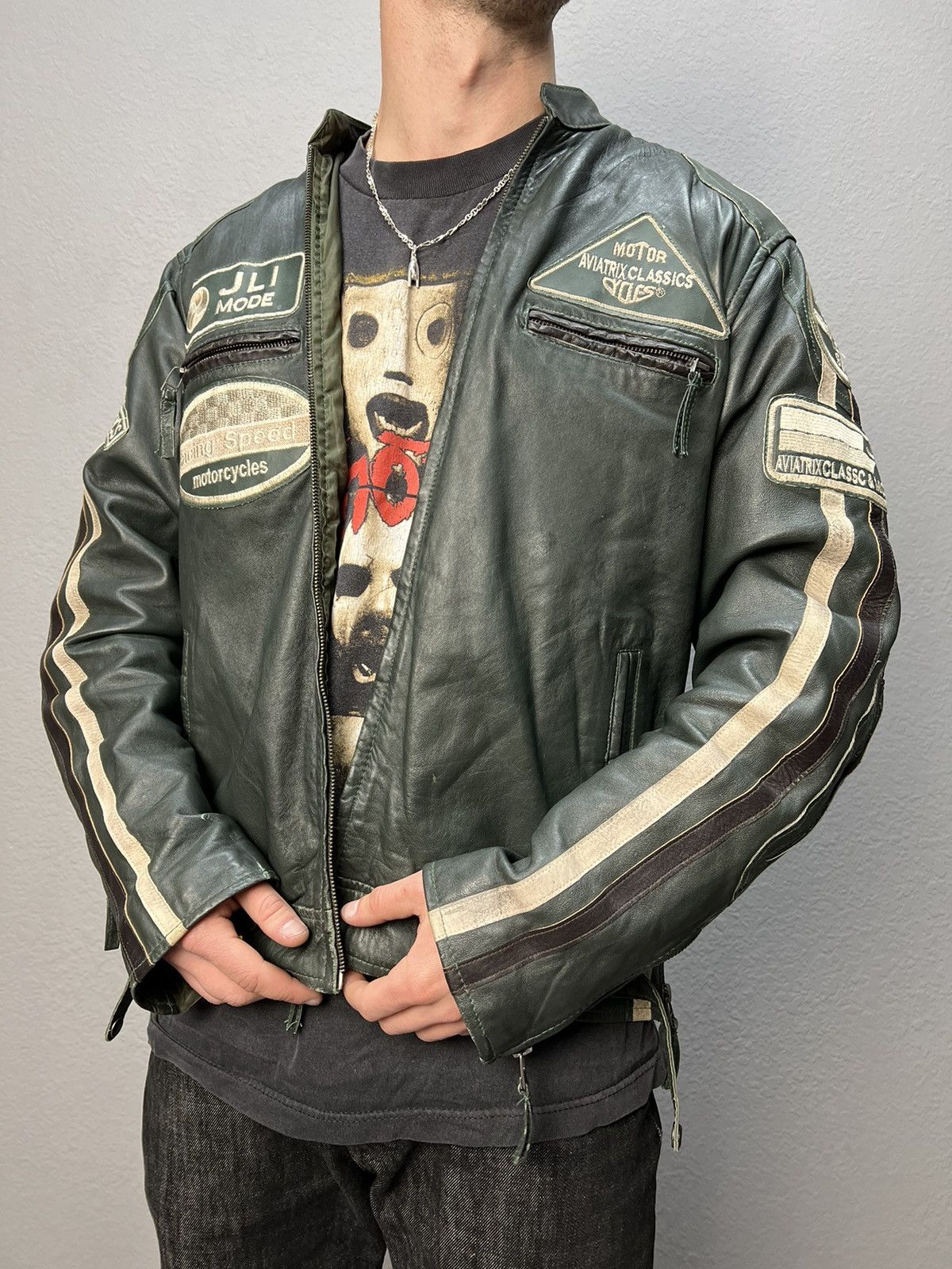 Avant Garde × Leather Jacket × Racing Leather Cropped racing leather ...