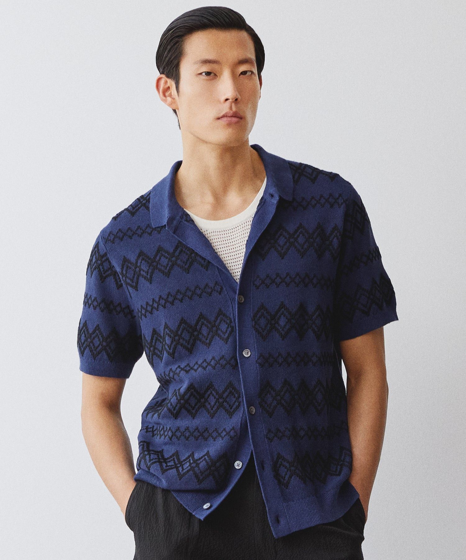 Todd Snyder Todd Snyder Embroidered Full-Placket Polo in Obsidian | Grailed
