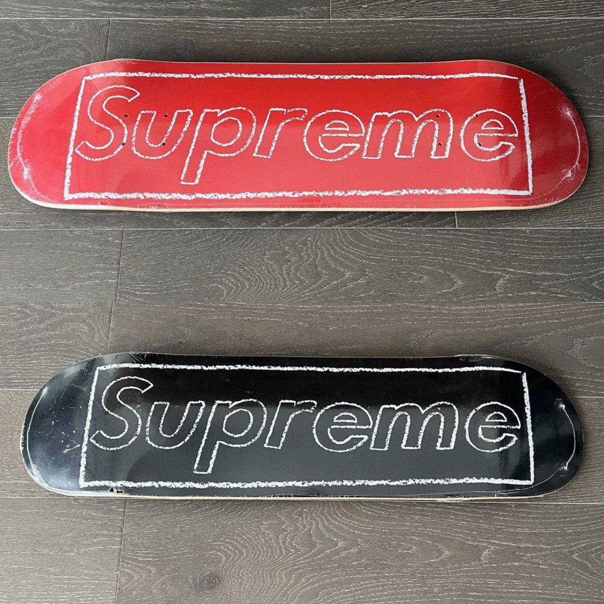 Kaws × Supreme KAWS Chalk Box Logo Skateboard Decks x2 | Grailed