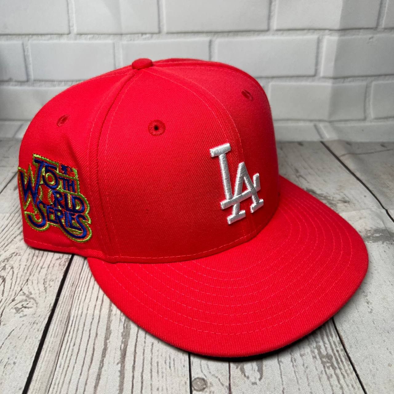 New Era Los Angeles LA Dodgers Side Patch 8 Hat Fitted Cap Red Men ...