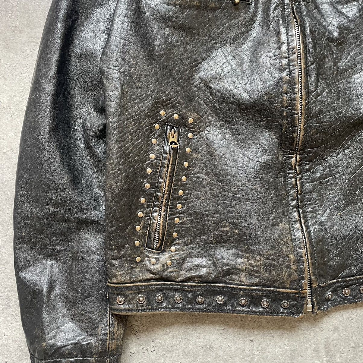 Genuine Leather Vintage Leather Faded Varsity Jacket Chrome Hearts ...