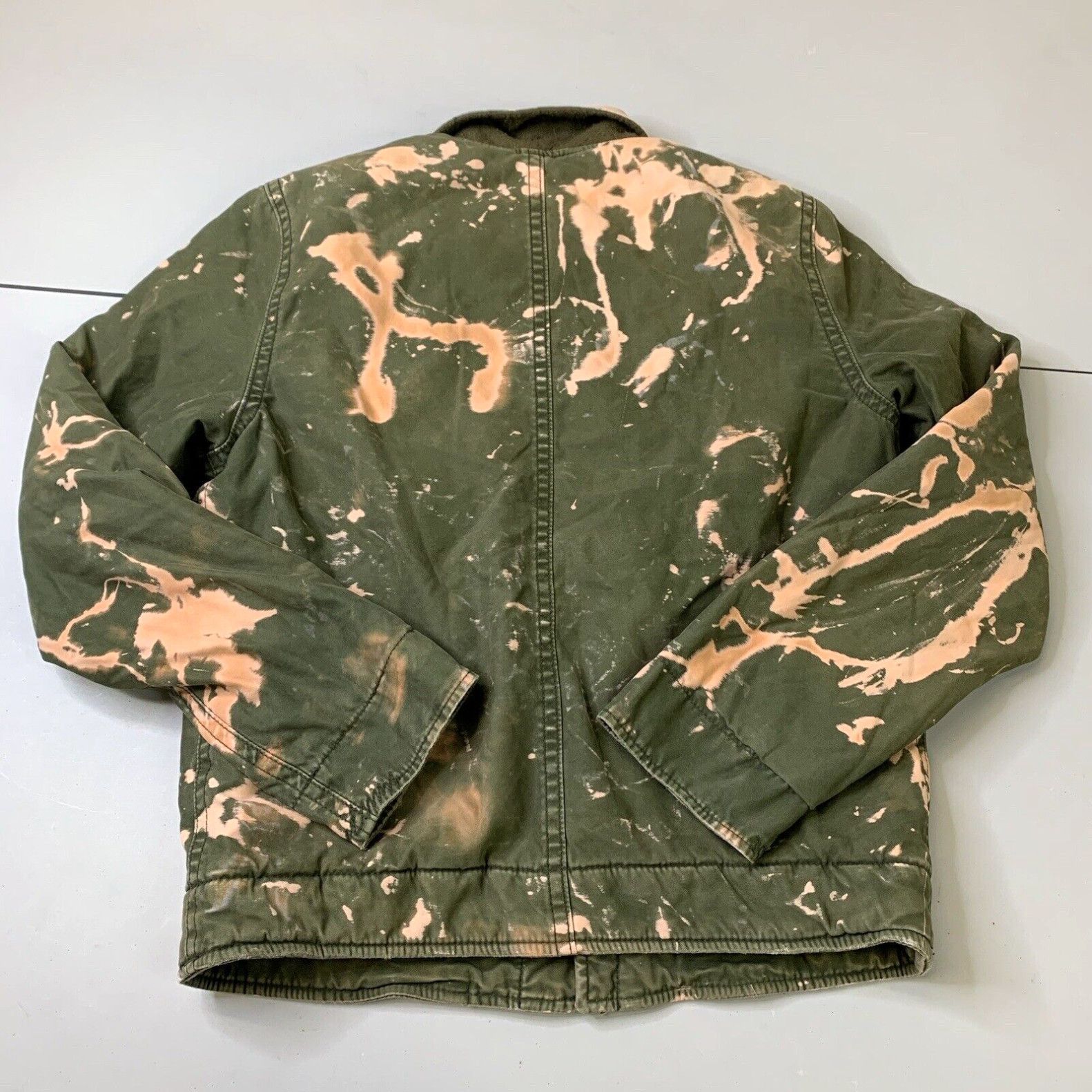 Vintage Mens Hollister Olive Green Trucker Jacket M Splatter Dye Button ...