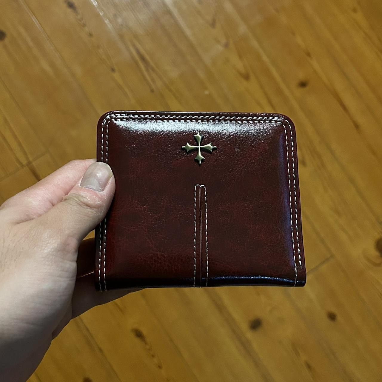 Vintage Y2K Leather Cross Wallet (burgundy) | Grailed