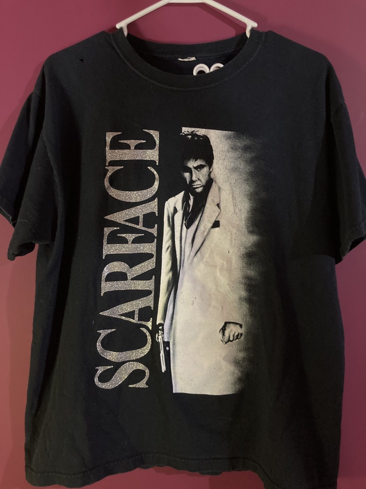 Vintage Scarface black and white glitter font tee | Grailed