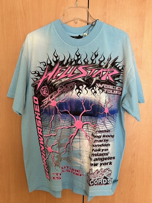 HELLSTAR Hellstar Neuron Tour T- Shirt Light Blue | Grailed
