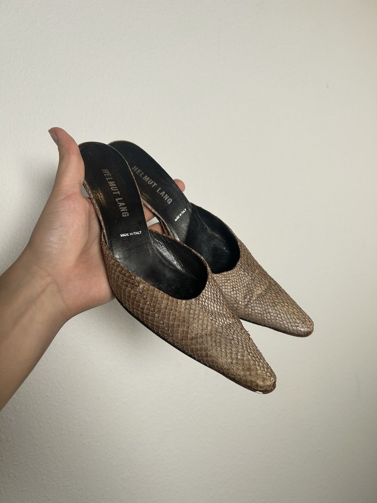 Helmut Lang SS01 RUNWAY Python Pointed Toe Mule Sandals | Grailed