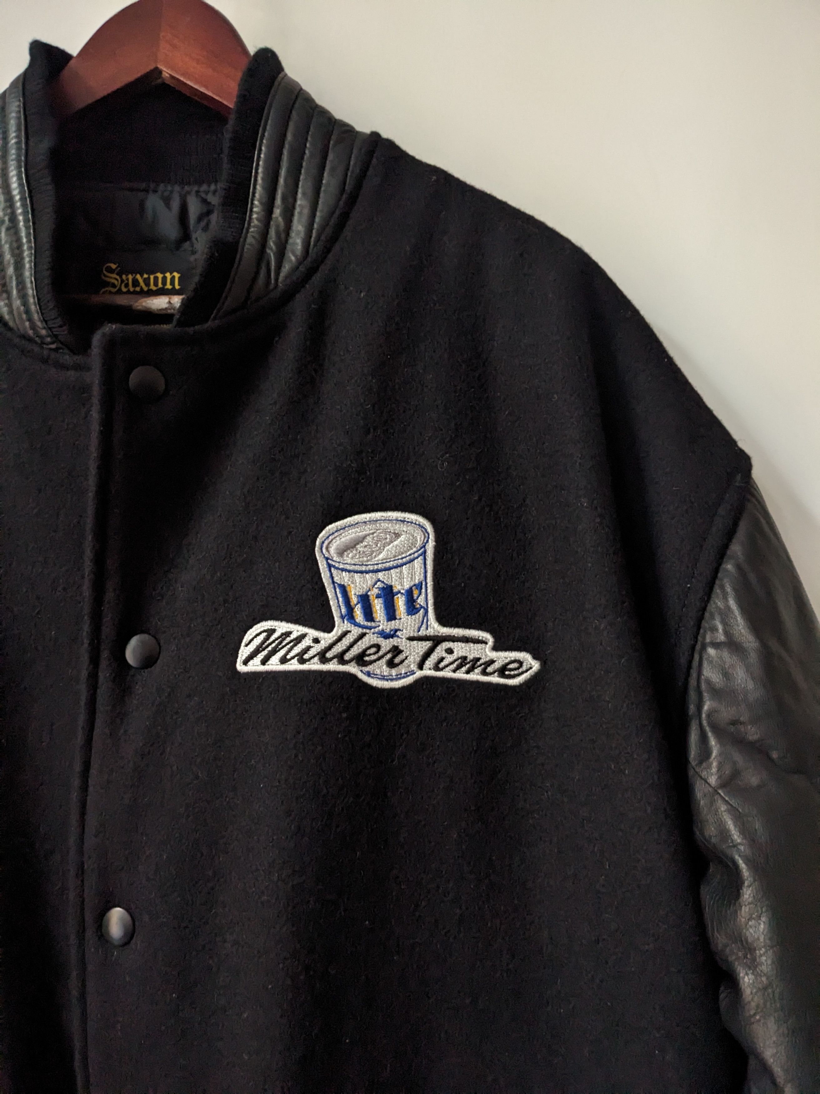 Vintage Vintage Leather Miller Beer Varsity Jacket Wool L | Grailed