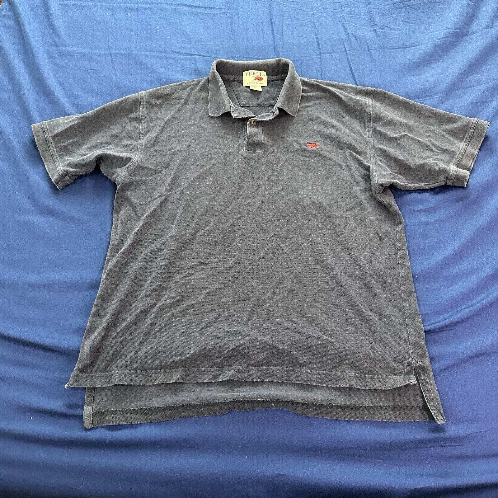 Perlis Perlis Polo Shirt L Short Sleeve Cajun Crawfish Logo Cotton ...