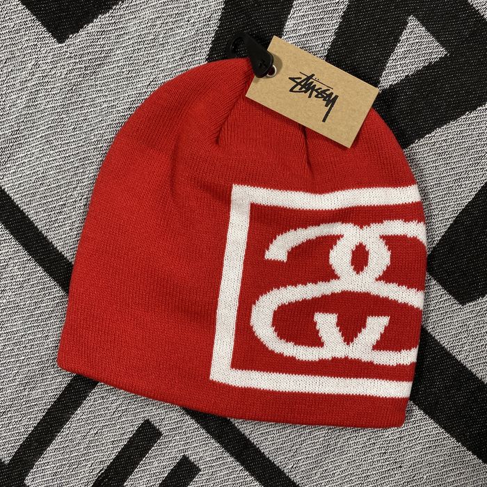 Stussy Stussy SS Logo Skullcap Beanie Hat Red | Grailed
