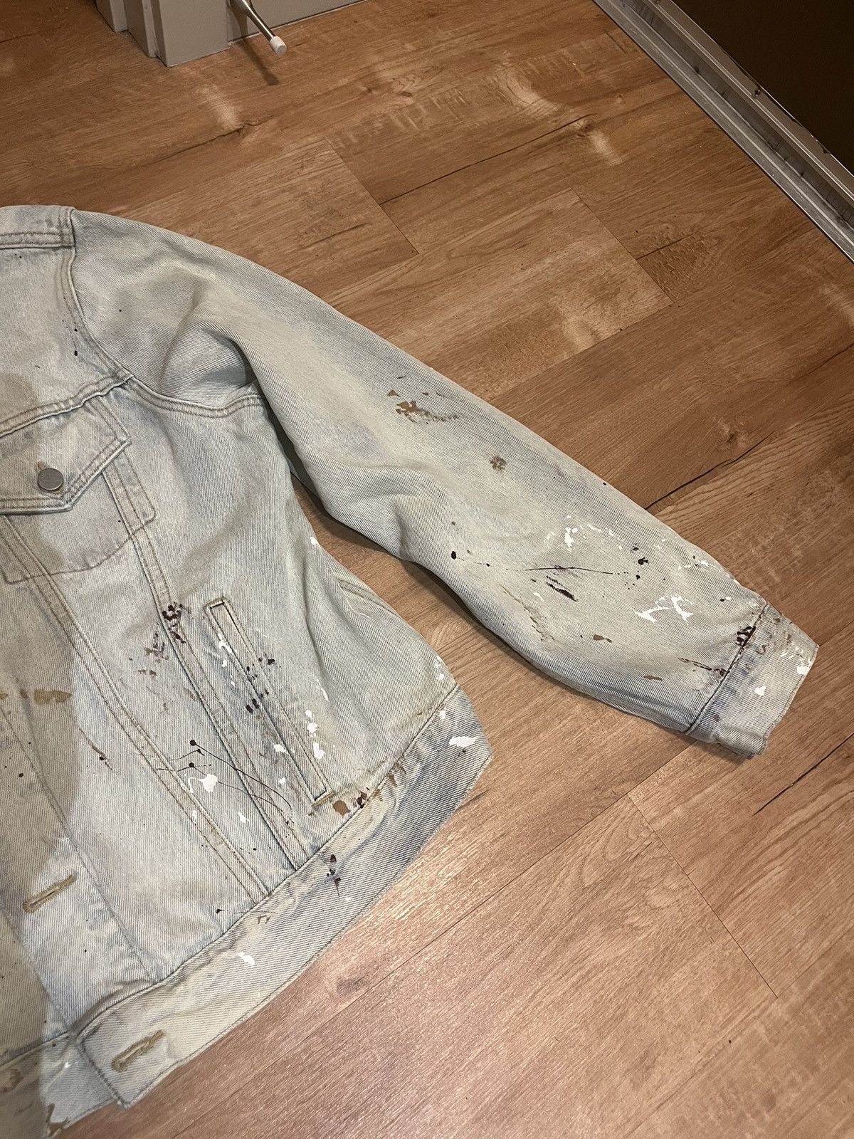 Bare Knuckles Bare Knuckles Paint Splatter Denim Jacket Light Wash ...