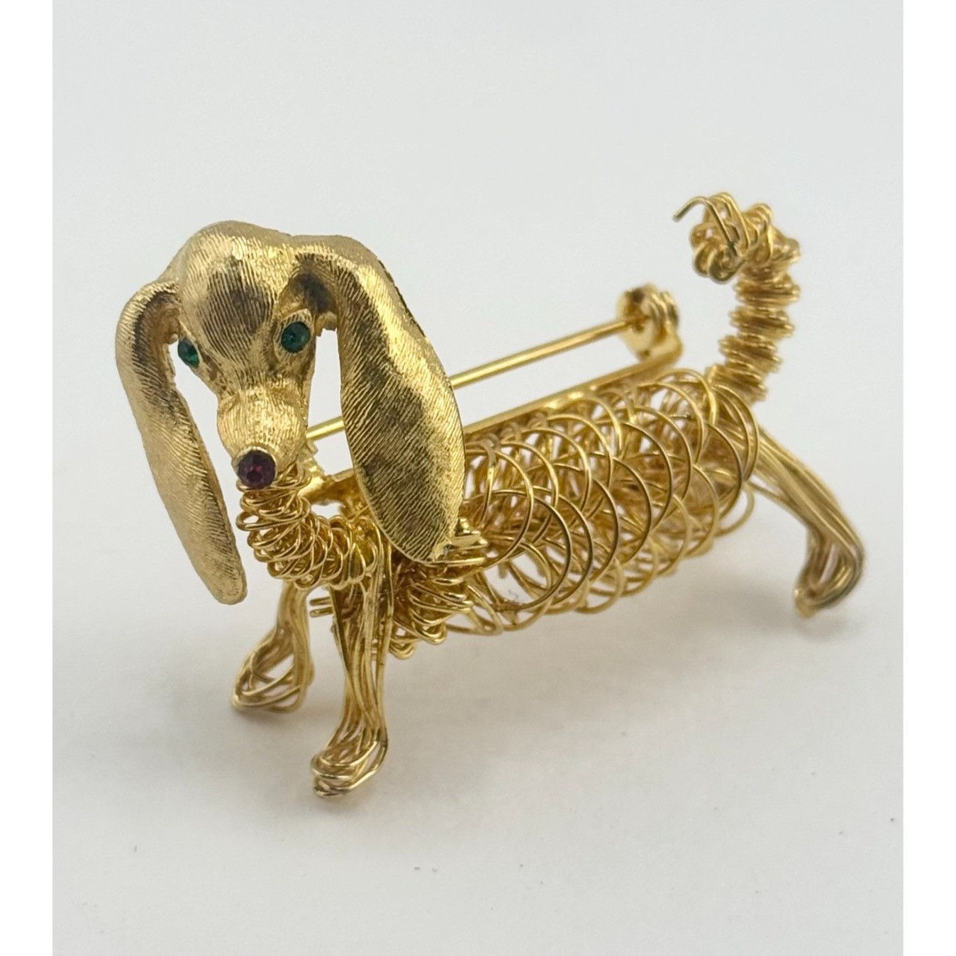 Vintage Vintage wire wrapped rhinestone dog brooch pin | Grailed