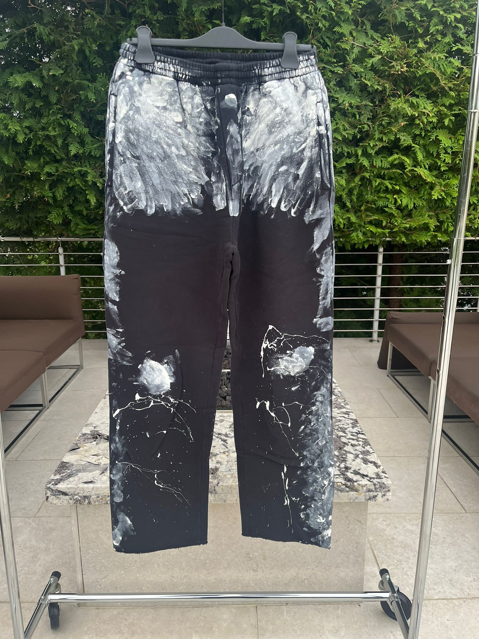 Balenciaga Paint Splatter Sweatpants in Black & White | Grailed
