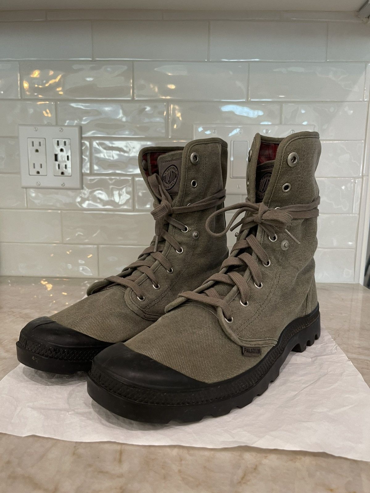 Palladium Palladium Military Grey Plaid Boots | Grailed