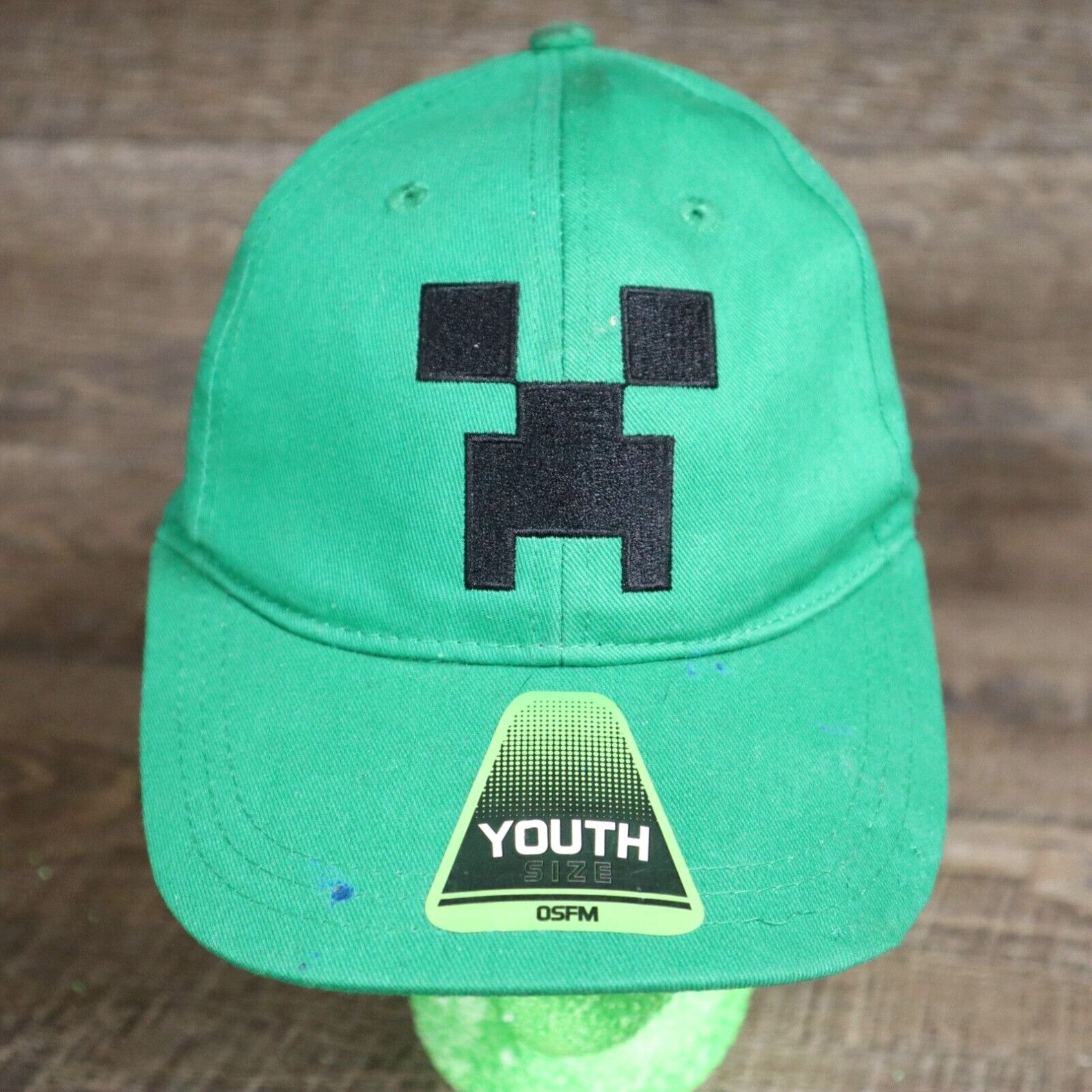 Vintage Minecraft Creeper Face Hat Youth Baseball Cap Jinx Design Green ...