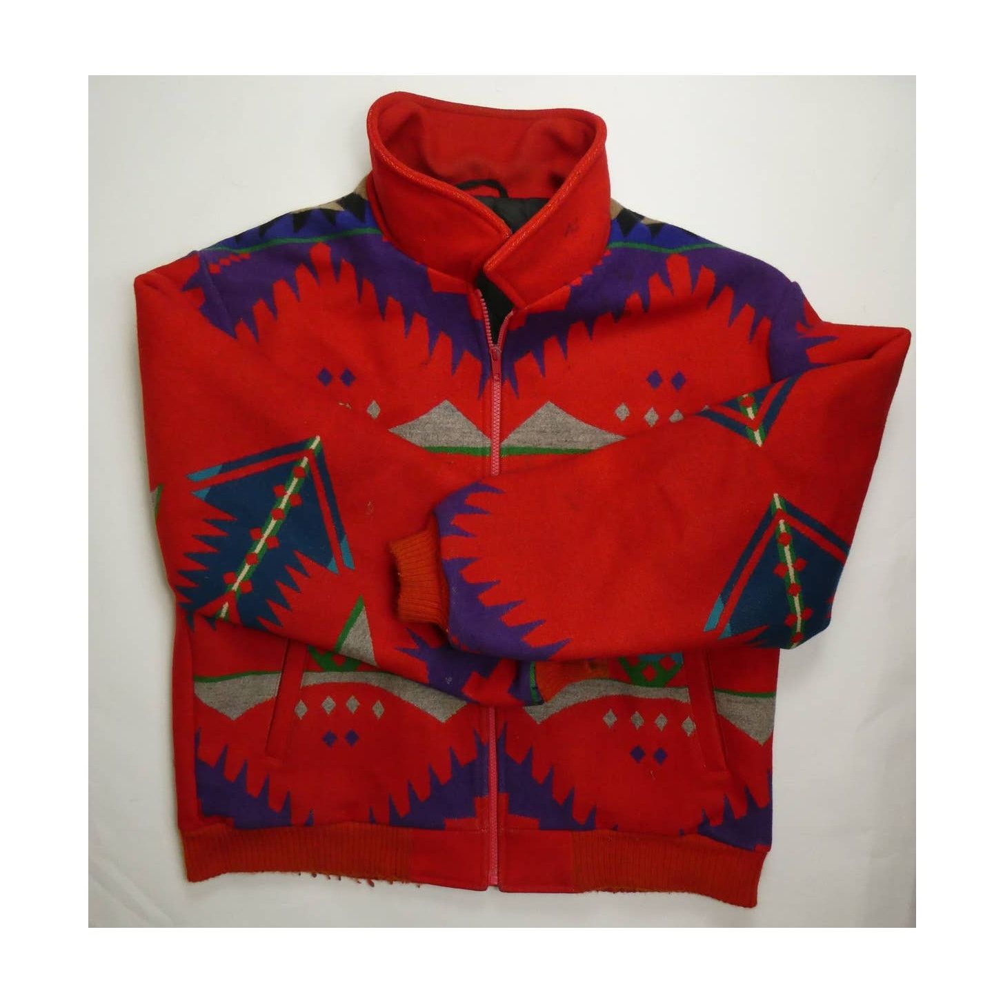 Pendleton 1980s PENDELTON bomber Tribel Aztec print coat, Large, red ...