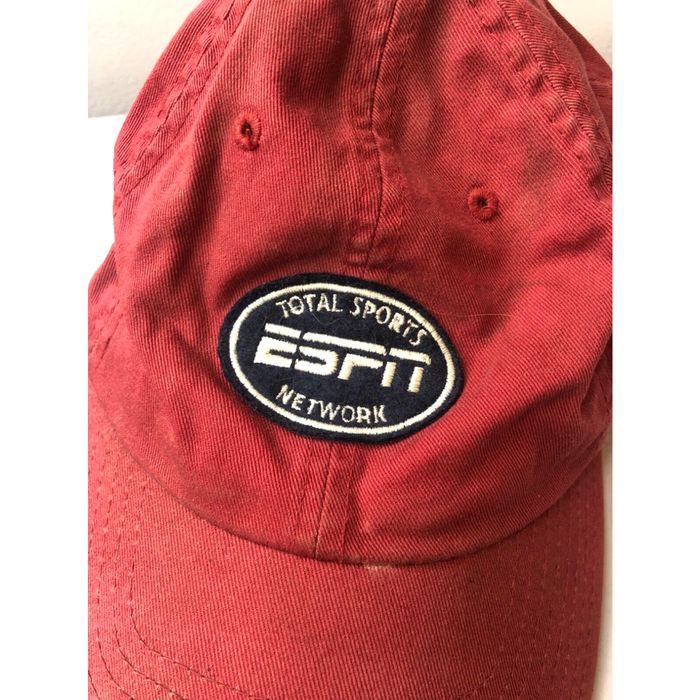 Vintage Vintage ESPN Hat Mens Red Adjustable Strap Baseball Cap Sports ...