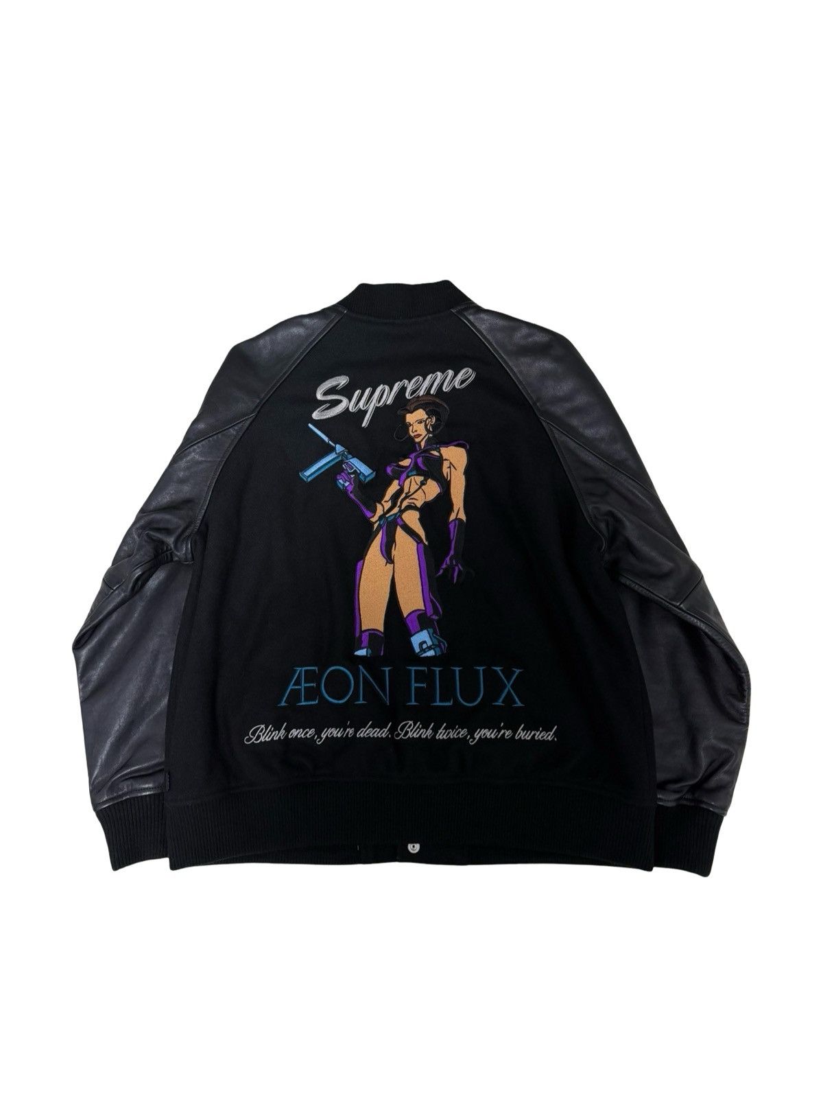 Supreme Supreme Aeon Flux Varsity Jacket Black | Grailed