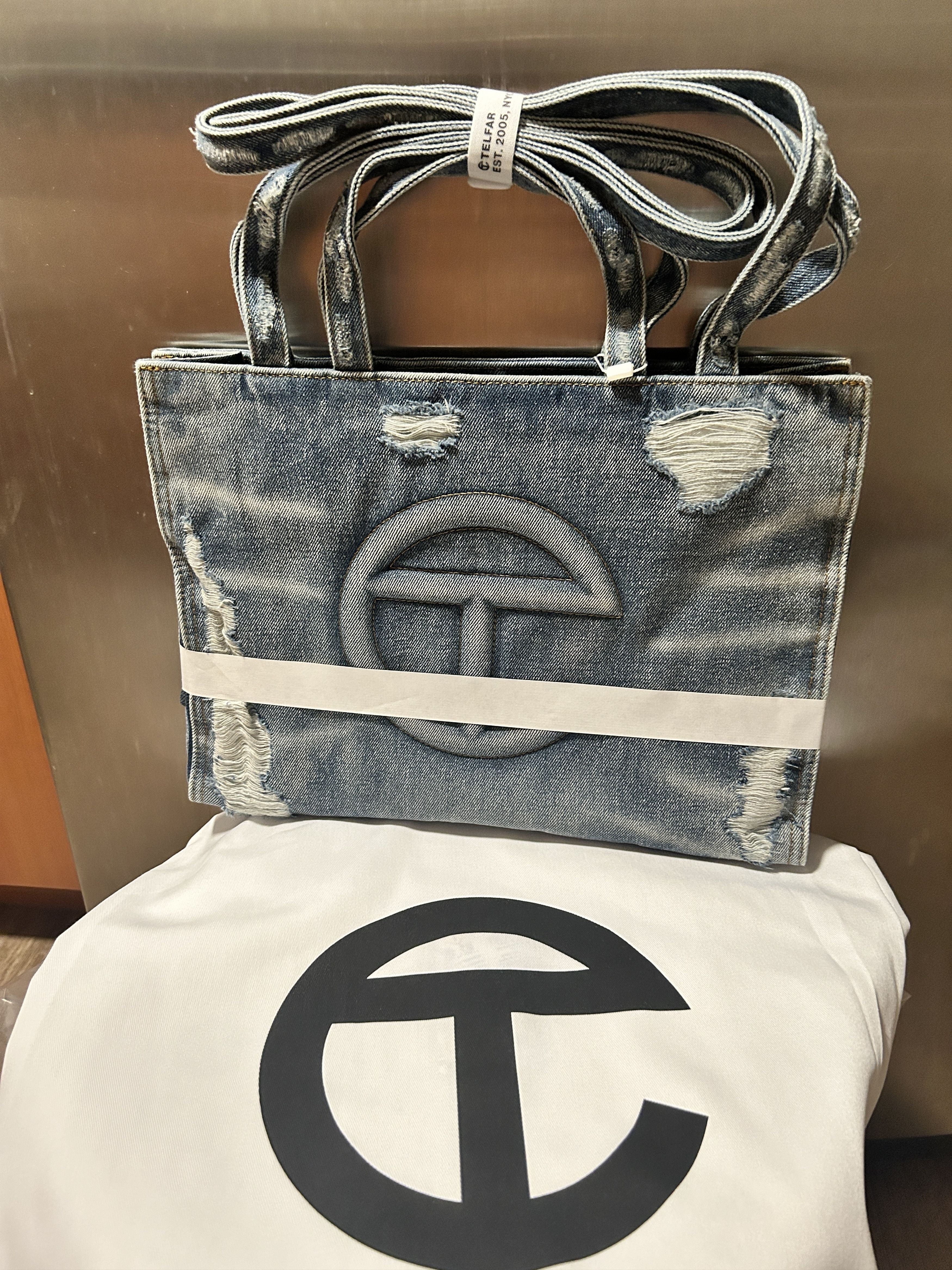Telfar Medium Denim Shopper - Distressed Blue | Grailed