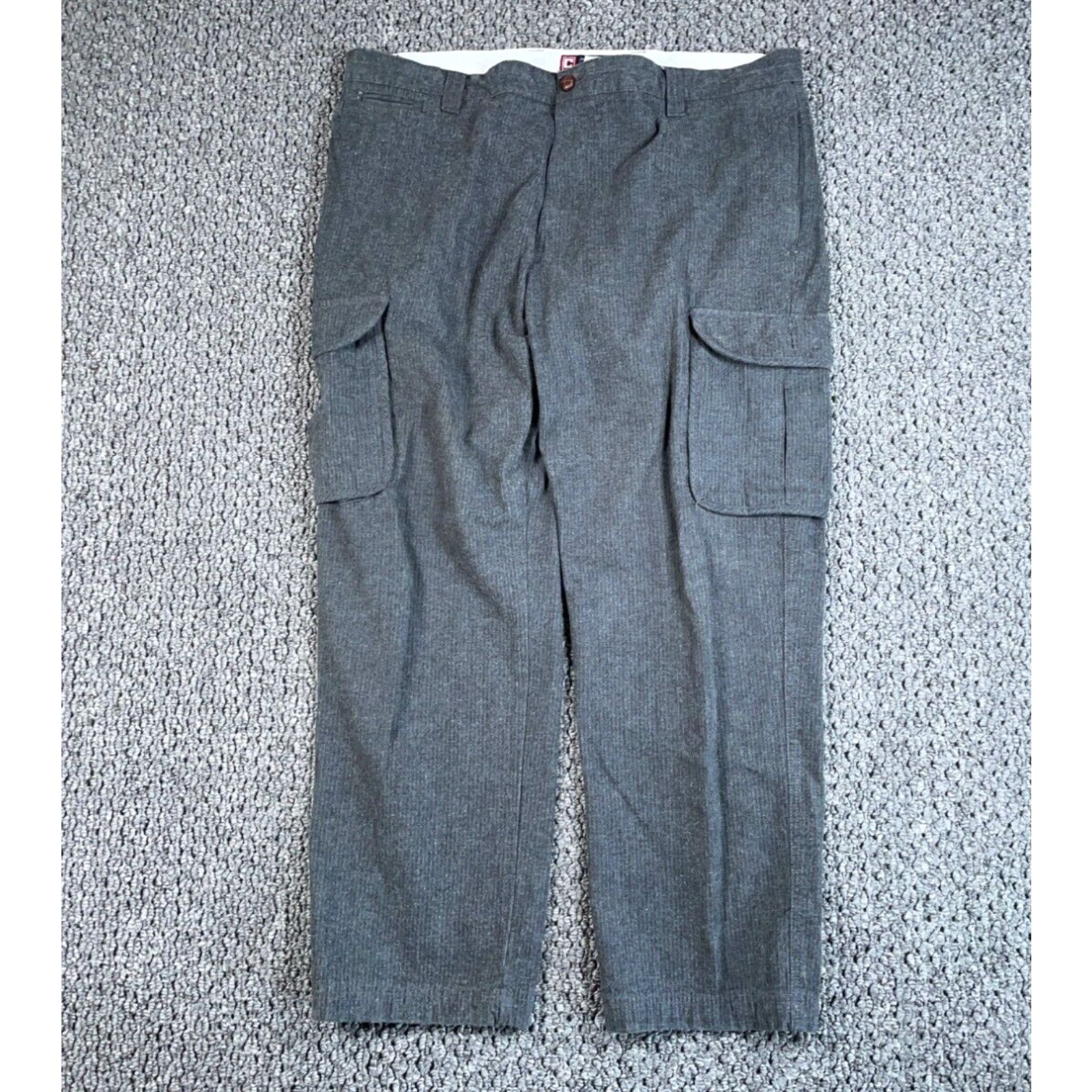 Chaps Baggy Herringbone Straight Leg Cargo Pants Men's 40 x 30 Gray ...