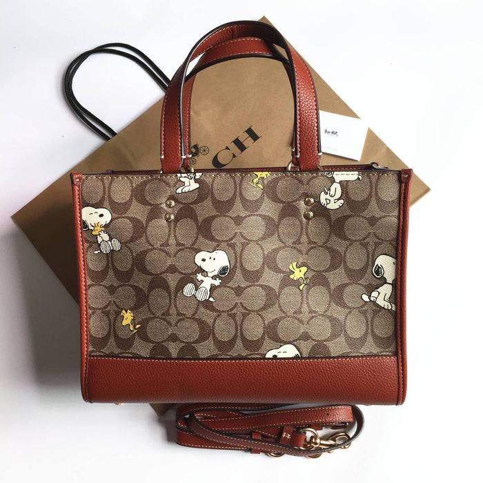 Coach Coach X Peanuts City Tote Canvas With Snoopy Woodstock Print ...