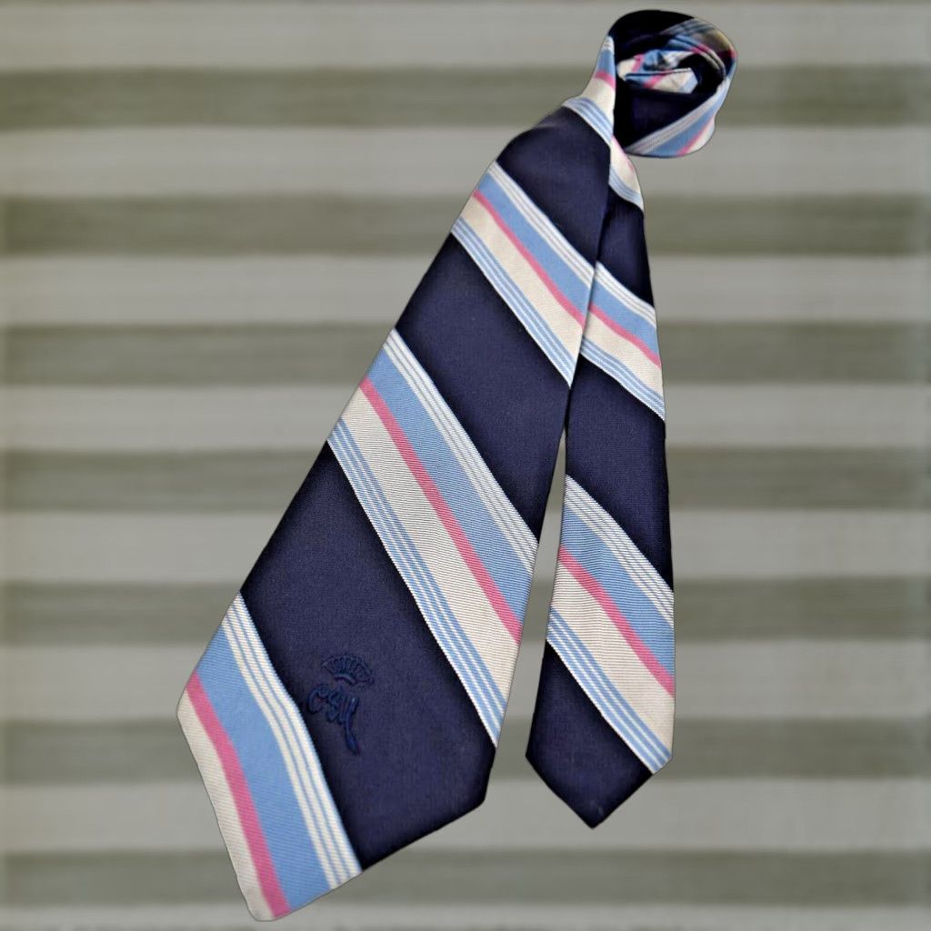 Countess Mara VINTAGE Countess Mara Neck Tie Navy Blue Pink Stripe 55 ...