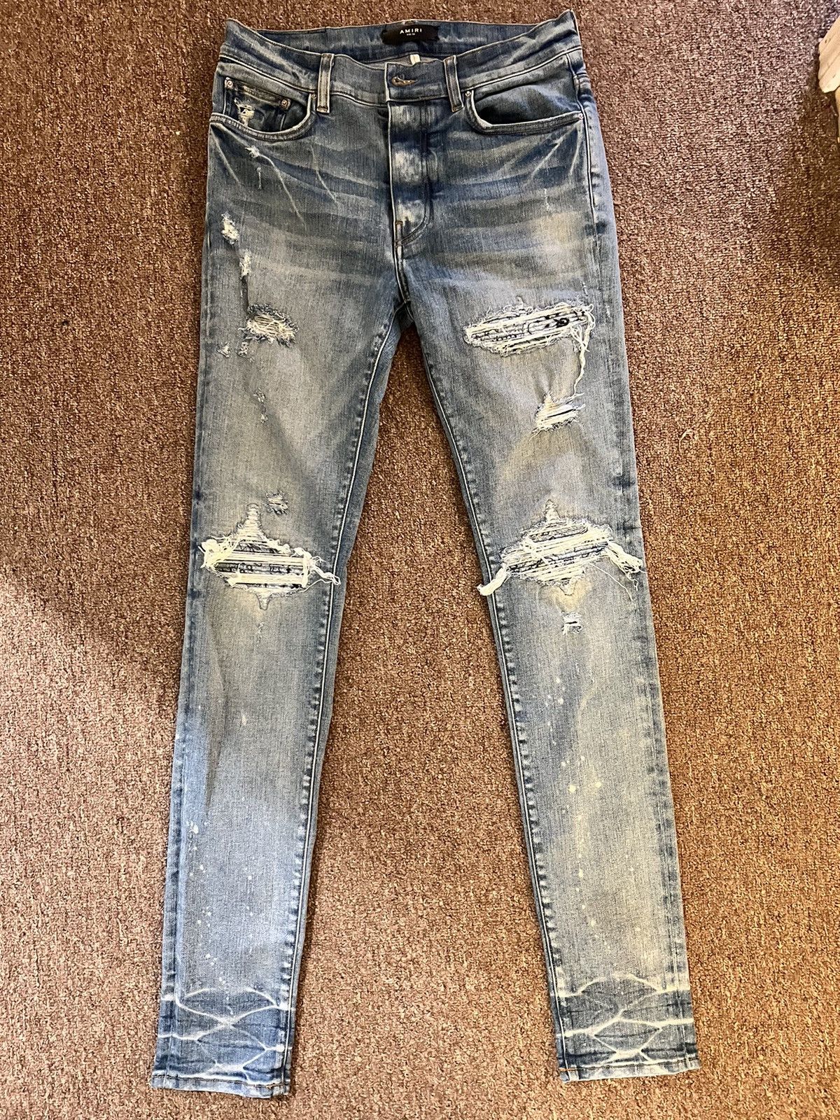Amiri Amiri Baby Blue Bandana Jeans Clay Indigo (Amiri Exclusive) | Grailed