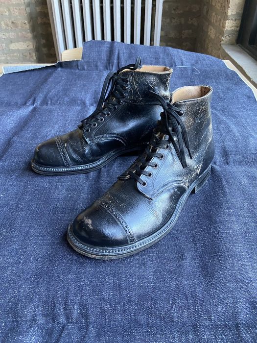 Vintage 1930s Munson-style last black work boots | Grailed