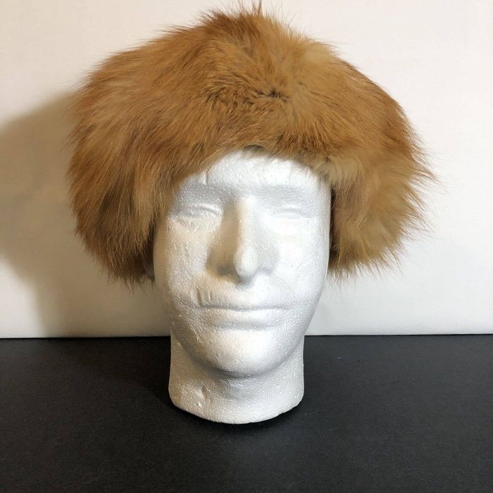 Vintage Vintage Poufy Red Fox Fur Hat Retro Boho Apres Ski Alan Furs ...